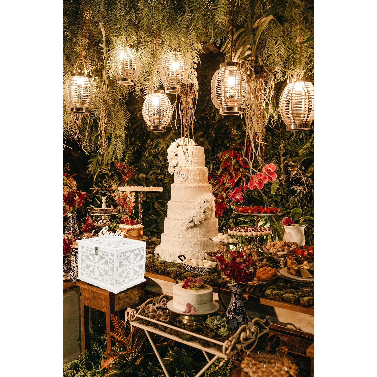 FCDECOR White Wedding Card Box with Lock, Gift Wedding Card Boxes for ...
