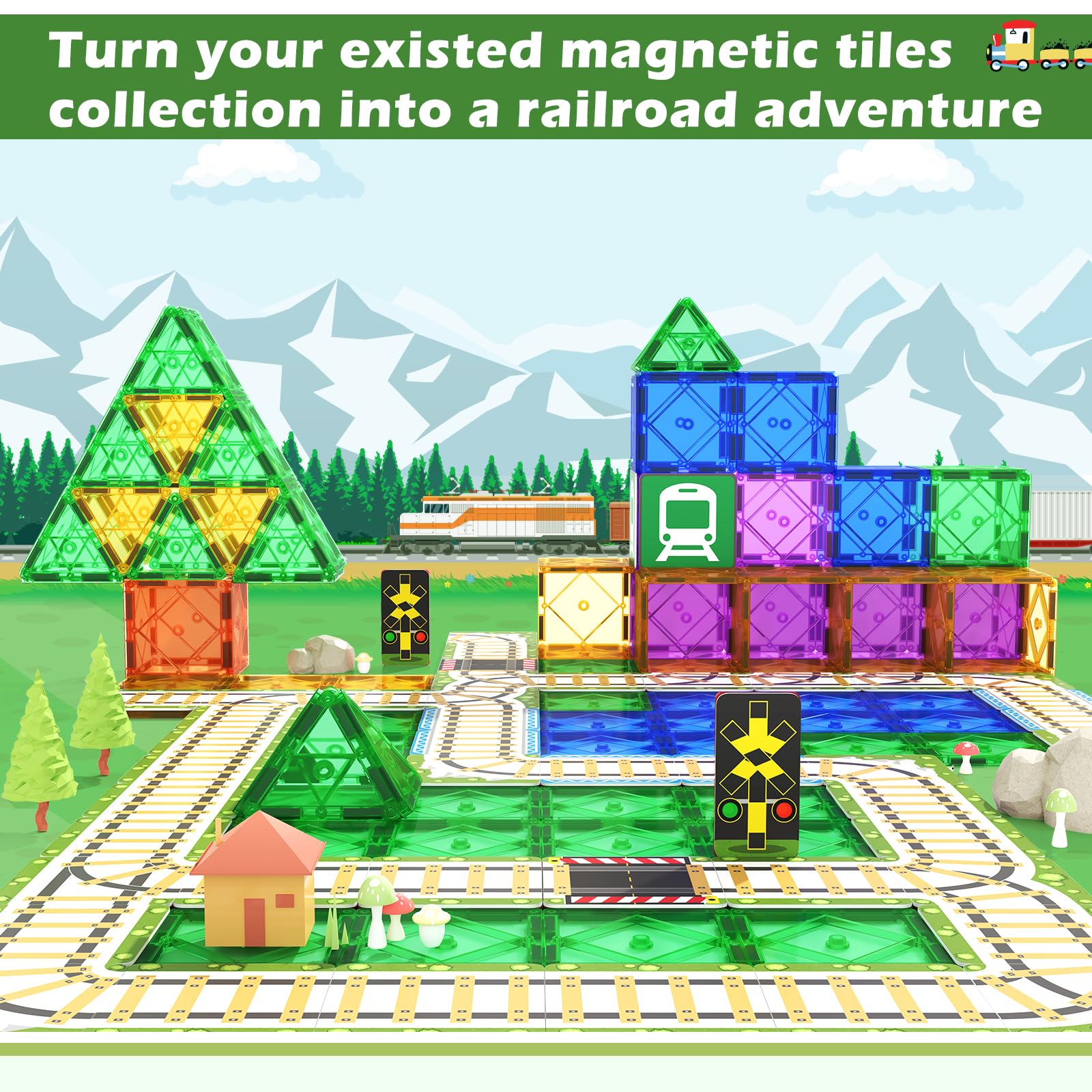 Snapklik.com : Magnetic Tiles Railroad Toppers Kids Toys Add-on Train ...