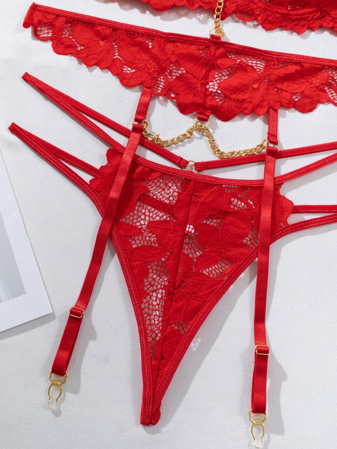 Snapklik.com : Sexy Chain Floral Lace Underwire Push Up Garter Belt ...
