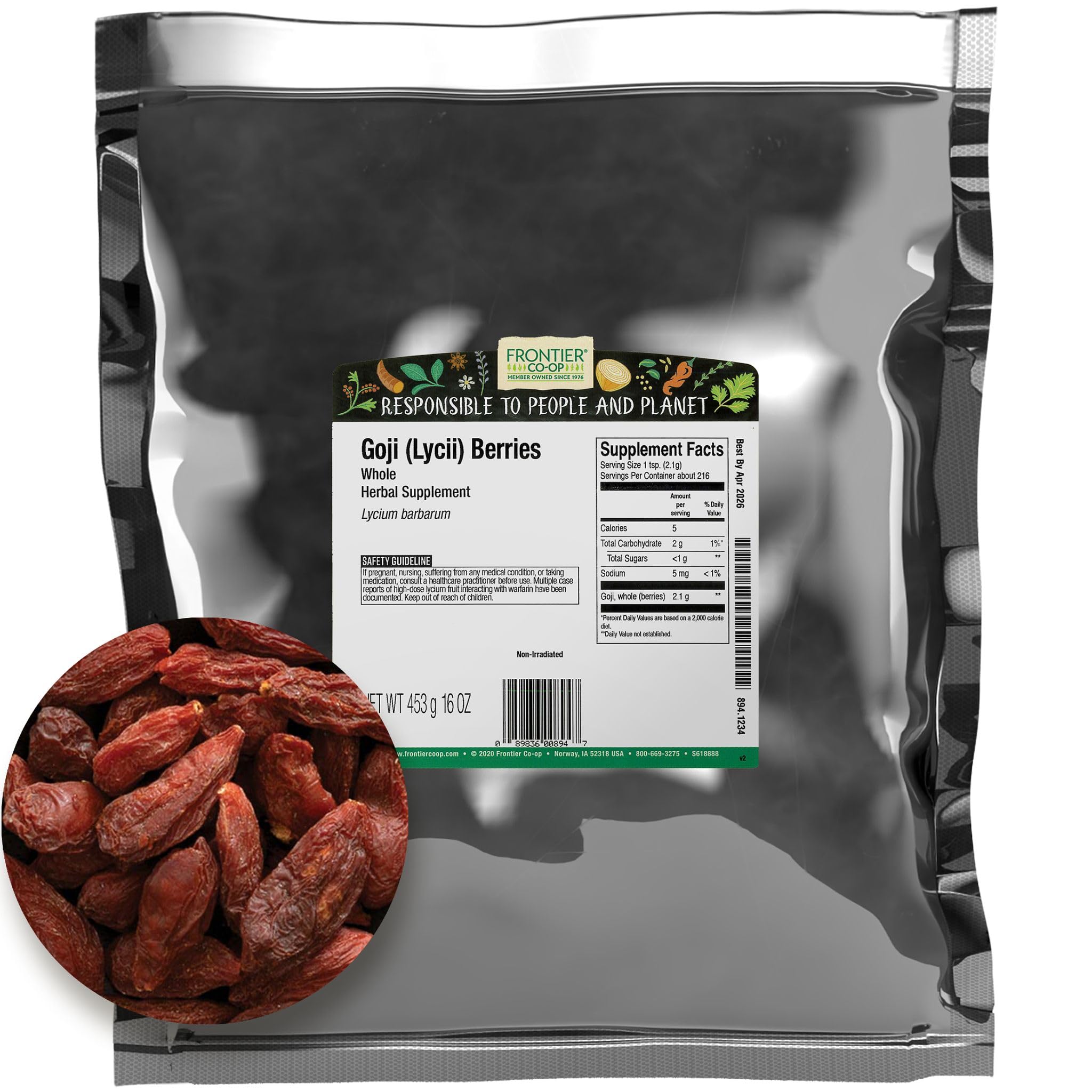 Amazon.com : Frontier Bulk Goji Berries Whole (Gou Qi Zi, Lycii), 16 ...