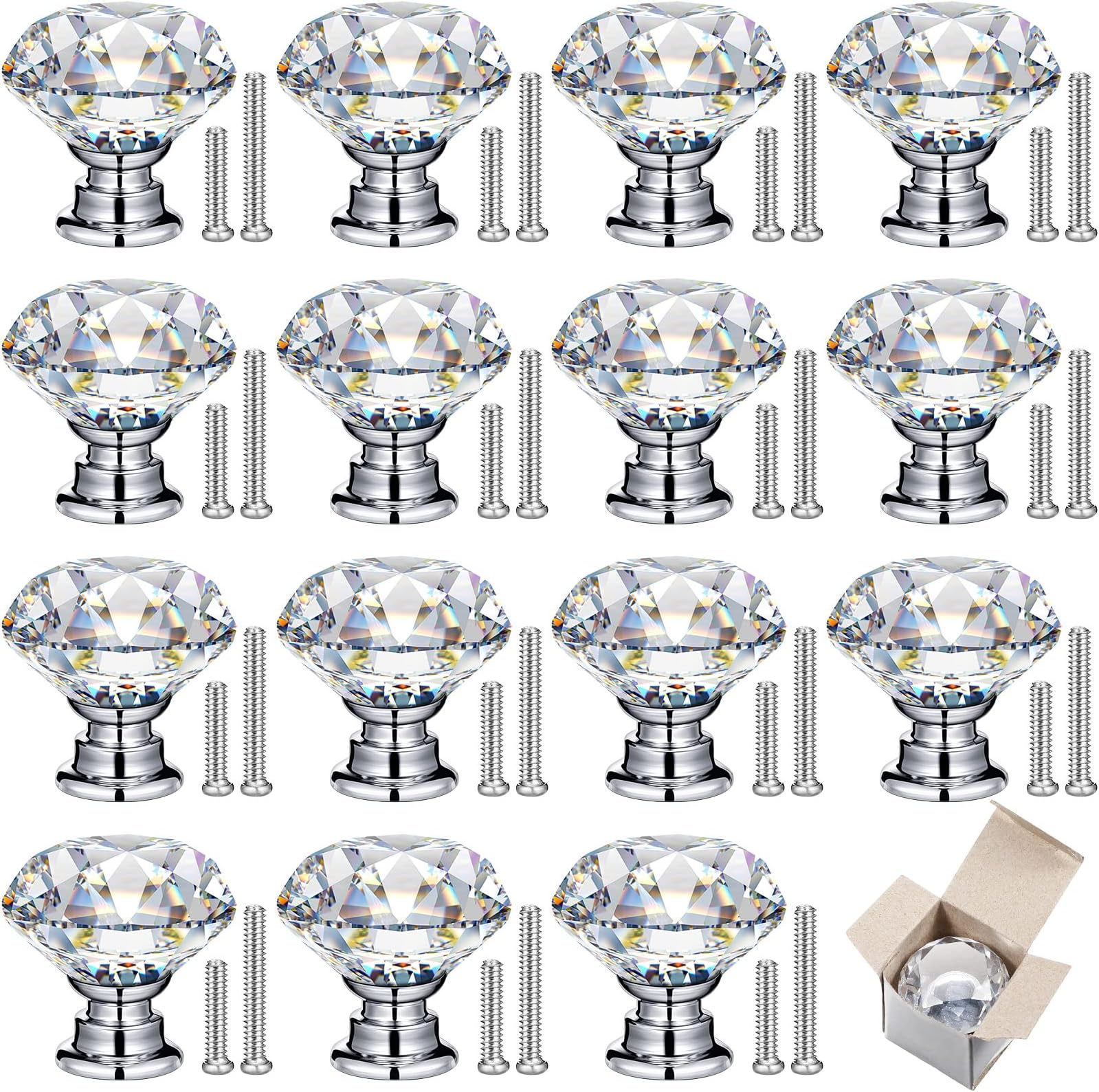 Yulejo 50 Pieces Drawer Knobs, Crystal Glass knobs for Dresser Drawers ...