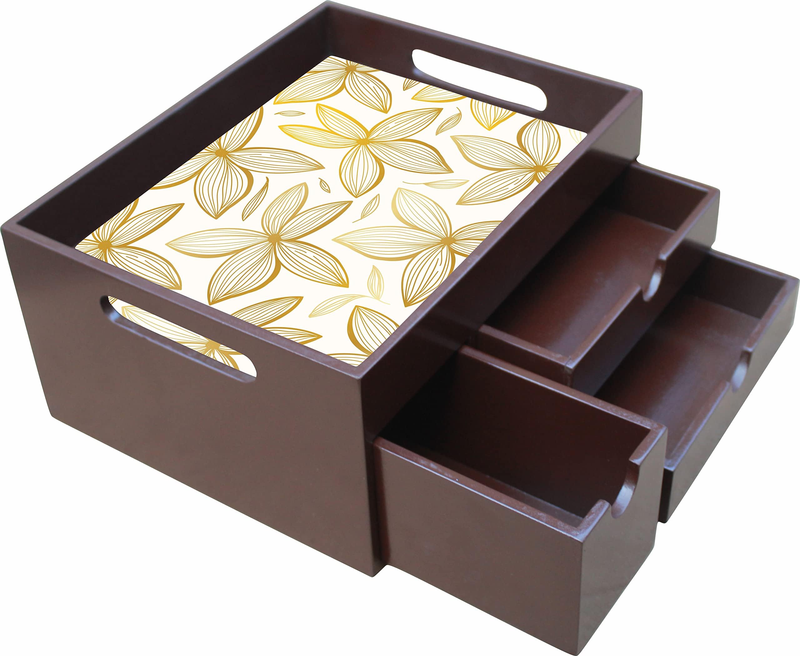 wooden tea Box and Tray - Serving Tray with Storage for Tea Bags with ...