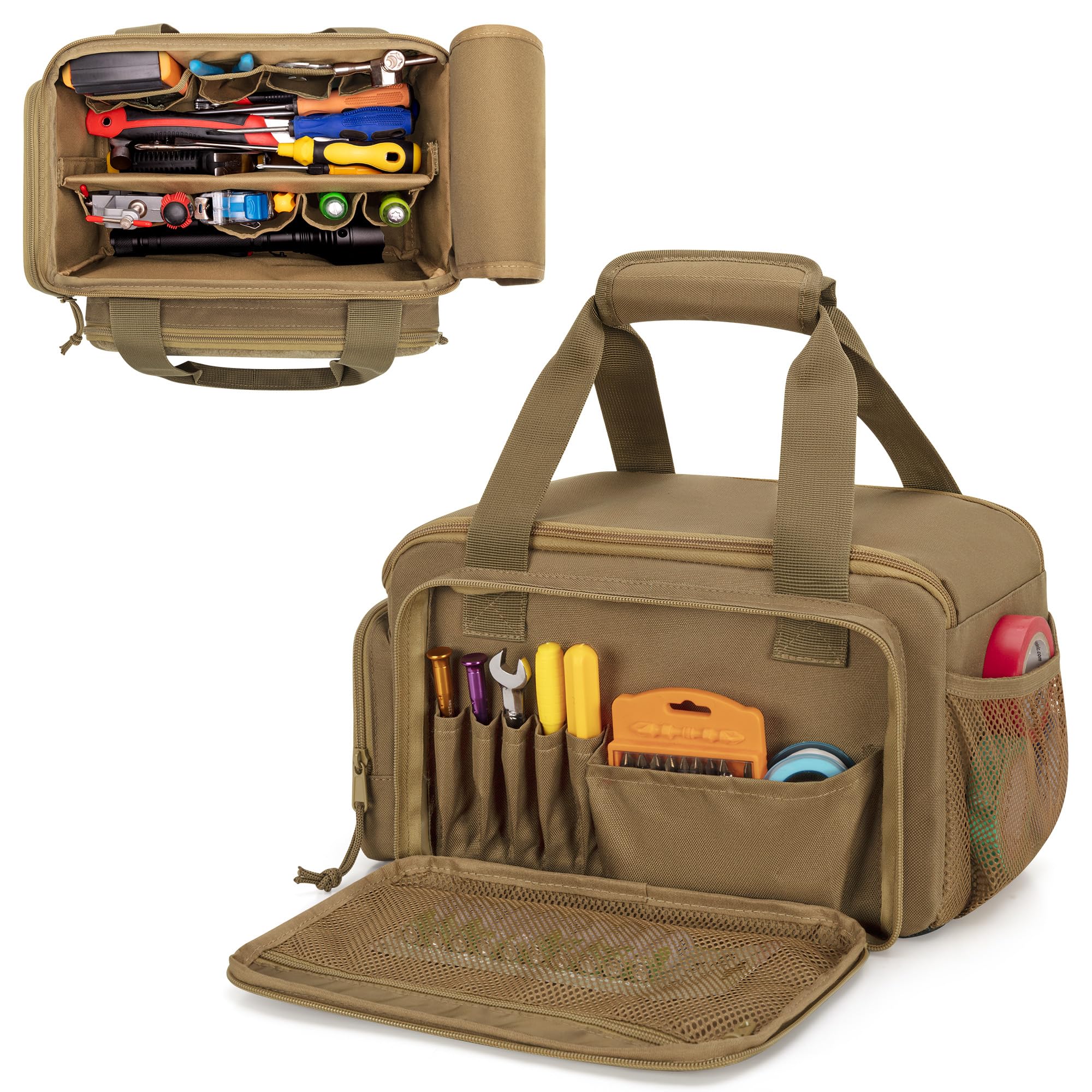 Rexmica 12-Inch Tool Bag with Anti-friction Bottom, Hand Tool Storage Organizer Bag for Men ...