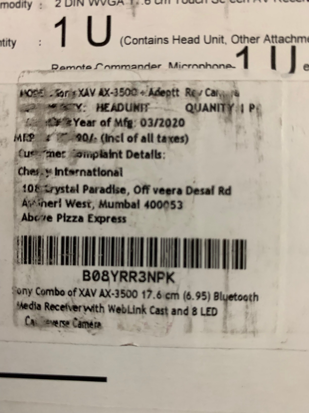 Sony Combo of XAV AX-3500 17.6-cm (6.95) Bluetooth Media Receiver with ...