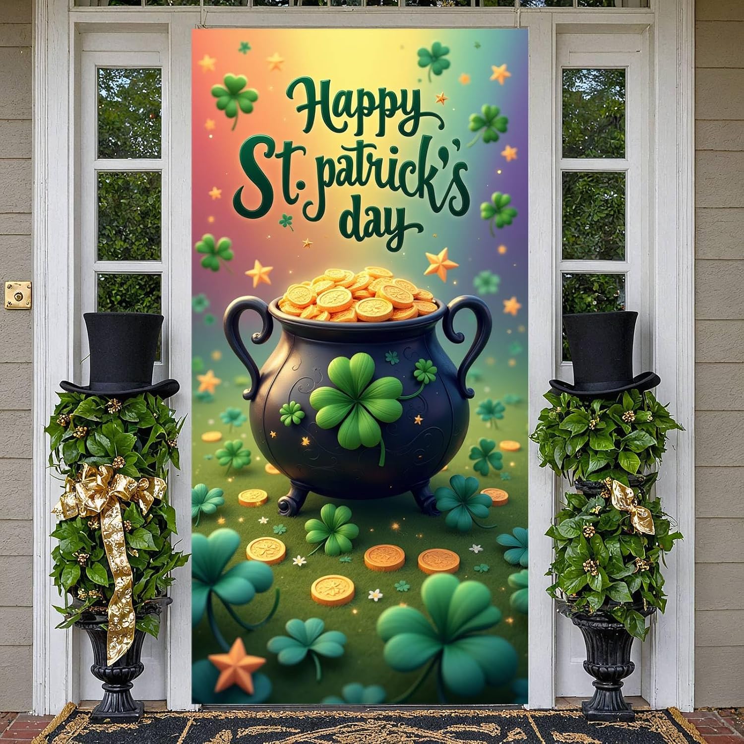 Amazon.com: St Patrick's Day Door Cover Decorations Happy St. Patrick's ...