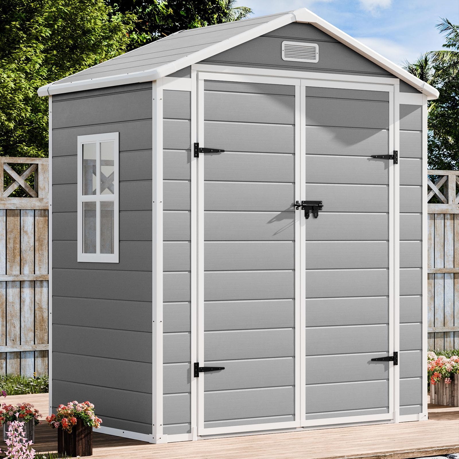 Amazon.com : Outdoor Resin Storage Shed 6x3 FT Sheds Kit with Floor ...