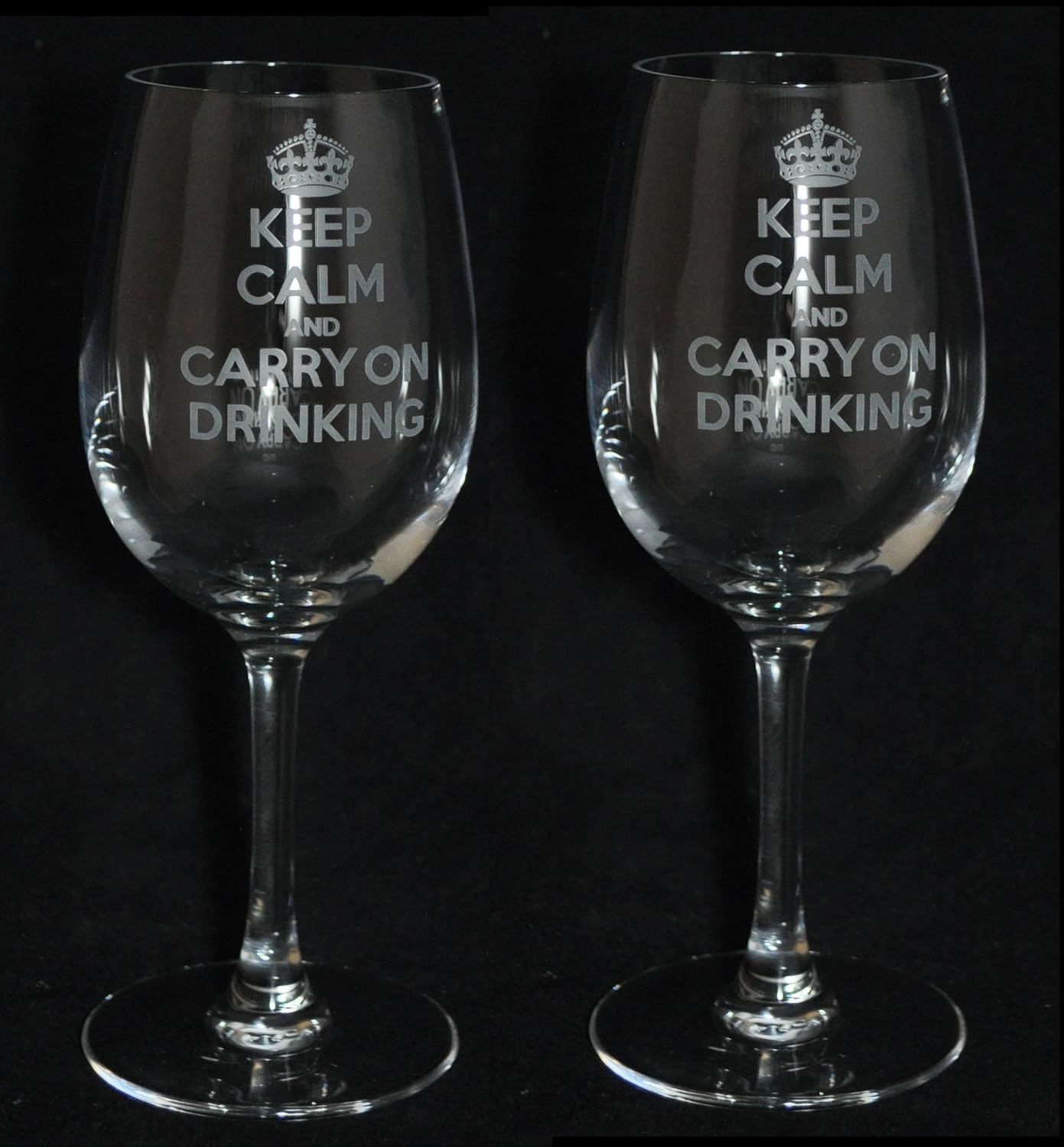 Amazon.com | KEEP CALM & CARRY ON DRINKING Crystal Wine Glass (Boxed ...