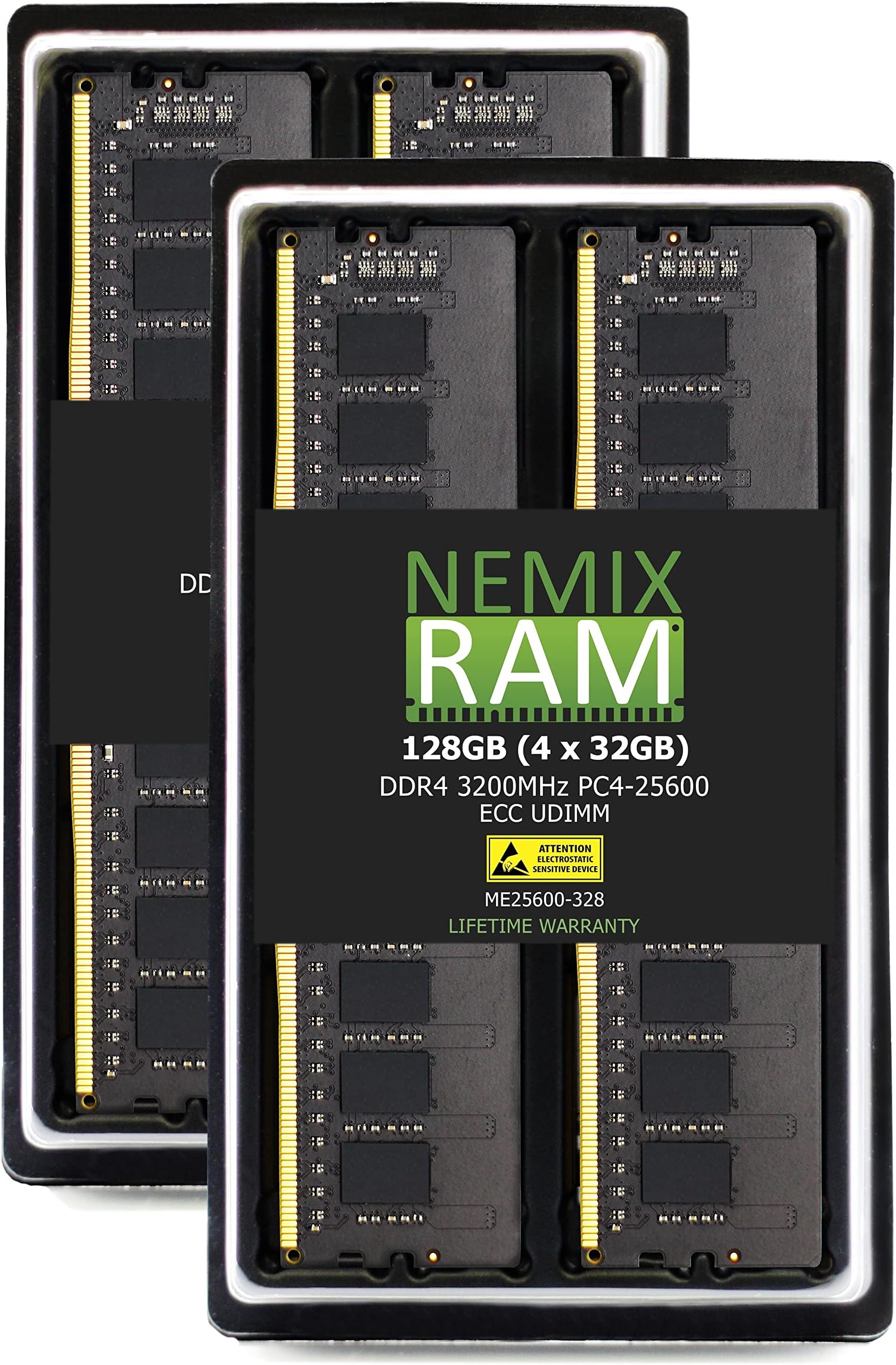 NEMIX RAM 128GB (4x32GB) DDR4-3200 PC4-25600 ECC UDIMM Server Memory ...