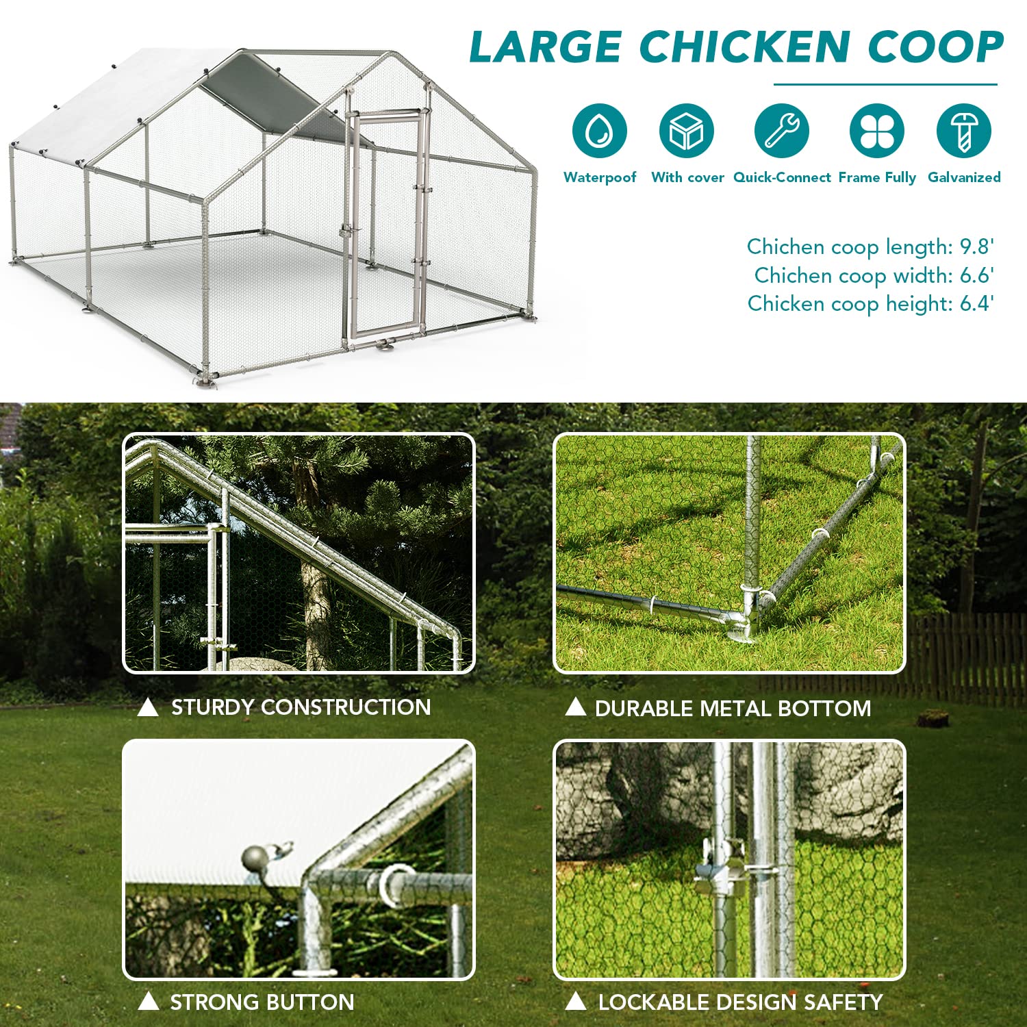 Snapklik.com : WAYTRIM Chicken Run Large Metal Chicken Coop Walk-in ...