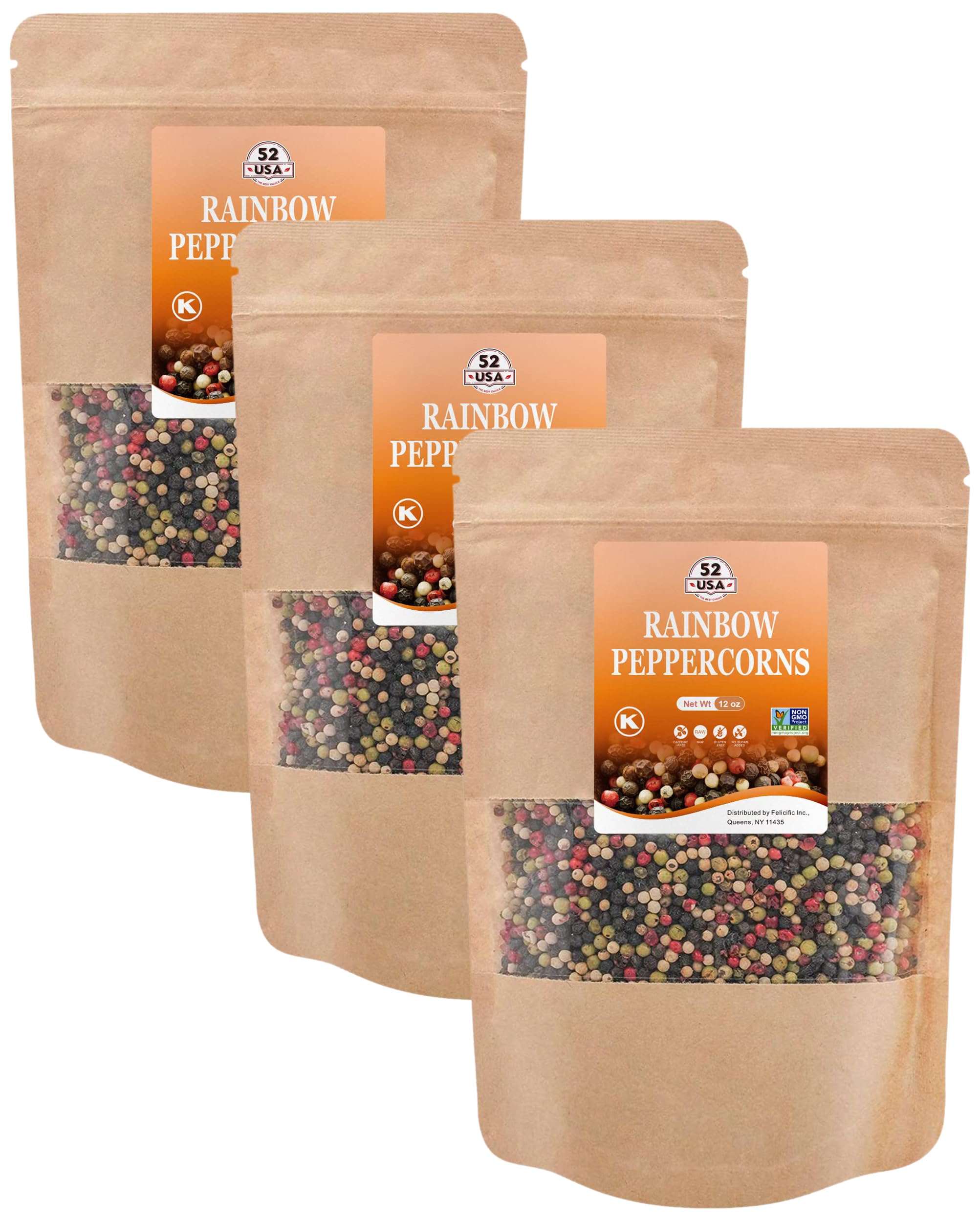 Amazon.com : 52USA Rainbow Peppercorns, 12oz, Peppercorns for Grinder ...