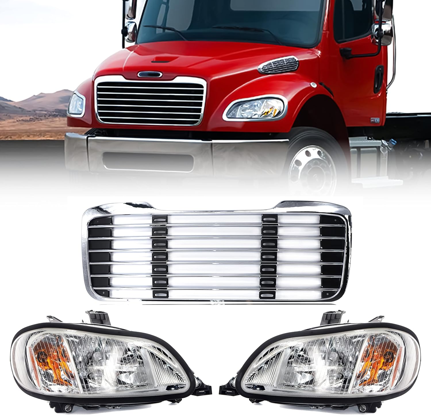 Amazon.com: Torque Headlight PAIR & Chrome Grille Replacement for 2003 ...