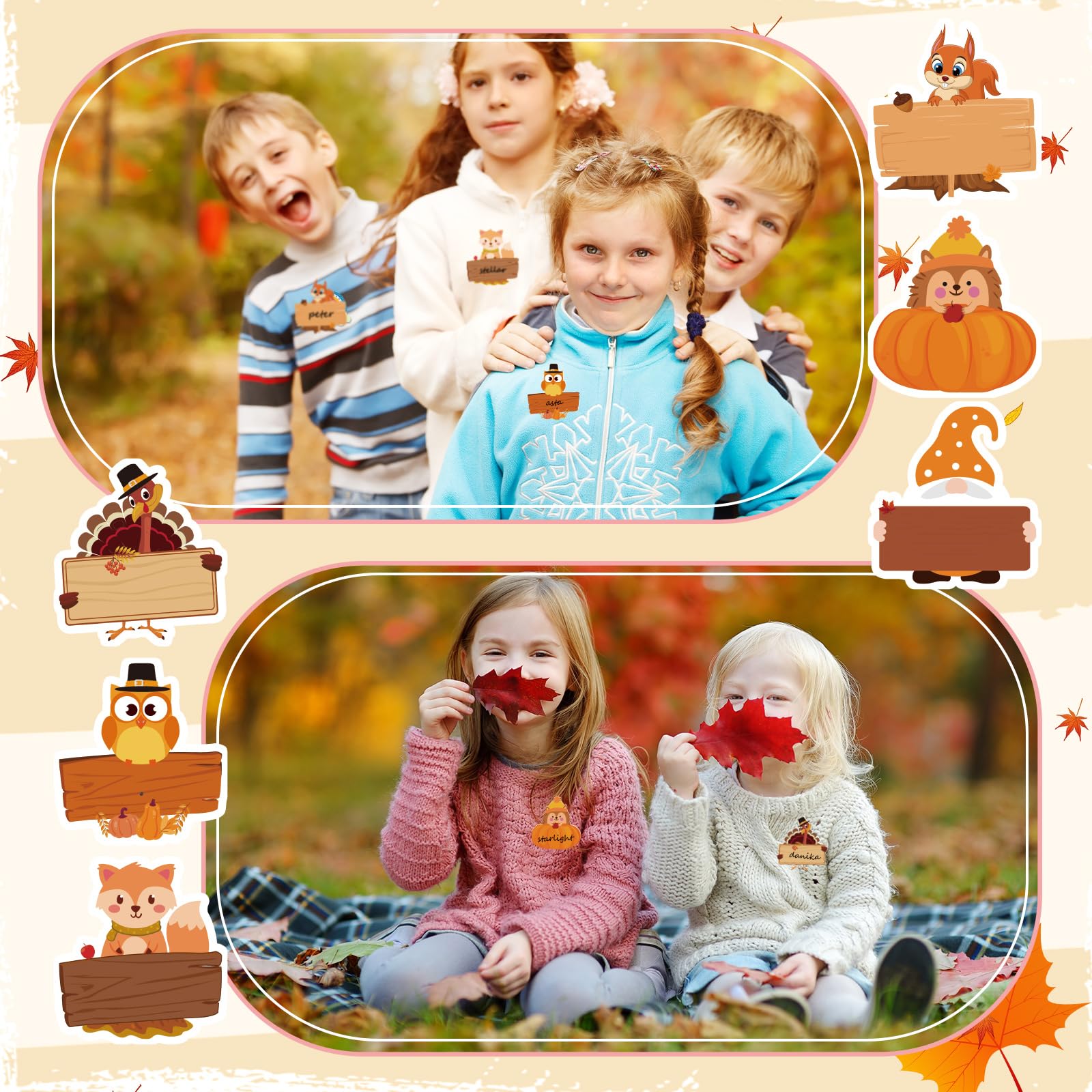 Snapklik.com : 108 Pcs Fall Thanksgiving Themed Name Tags Labels Autumn ...