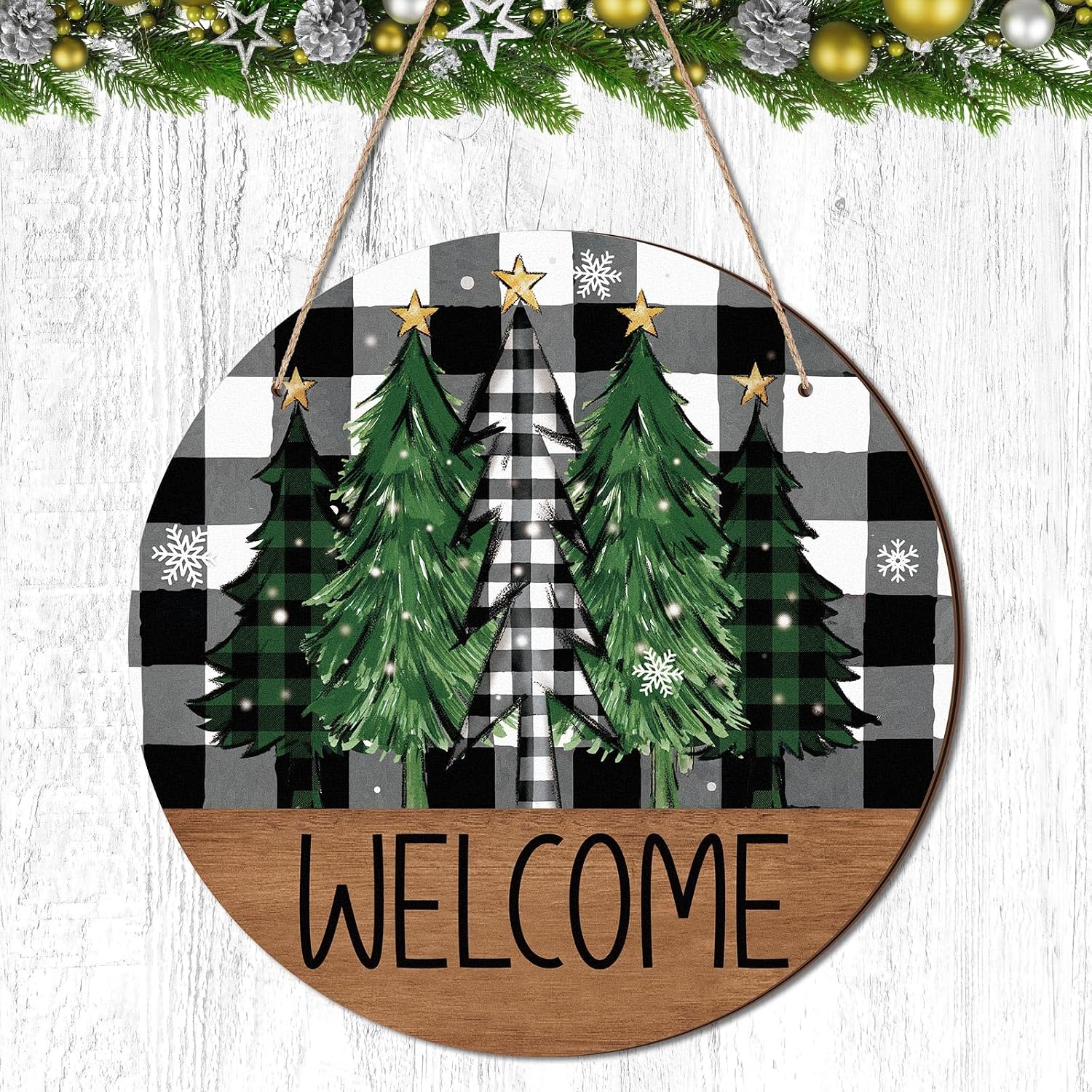 Amazon.com: CroBlissful Winter Welcome Door Sign Decoration Rustic Xmas ...