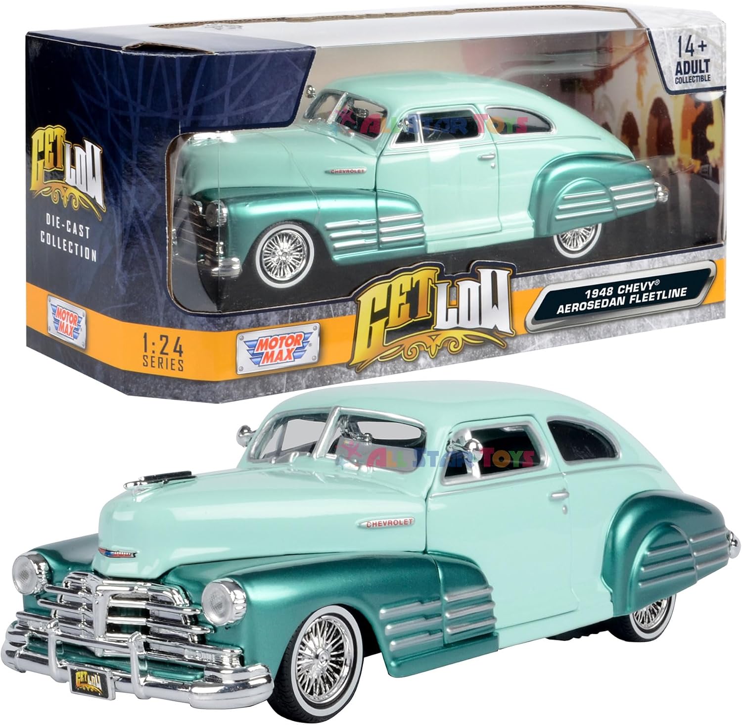 Motormax 1948 Chevrolet Aerosedan Fleetline Lowrider 1:24 Diecast Model ...