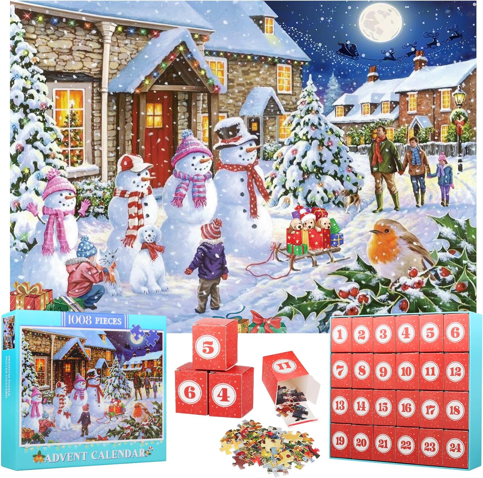 Amazon.com: Advent Calendar 2024 Christmas Jigsaw Puzzles, Christmas ...