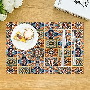 Amazon.com: Mexican Talavera Ceramic Tile Pattern Ethnic Folk Dining ...