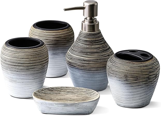 Amazon.com: Bathroom Accessories Set,5 Pcs Ceramic Bathroom Decor ...