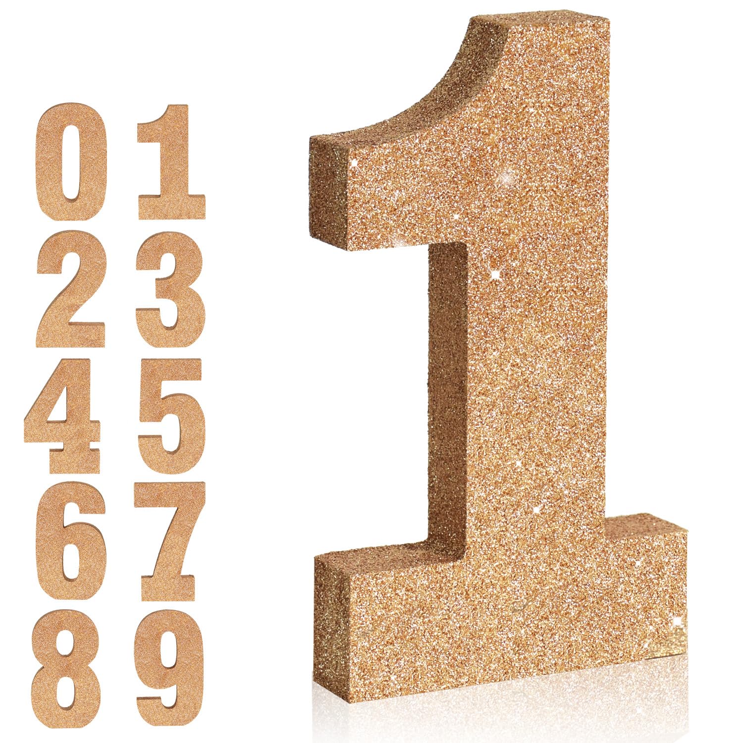 Amazon.com: TONIFUL 7.8 Inch Champagne Gold Glitter Number 1 Table ...
