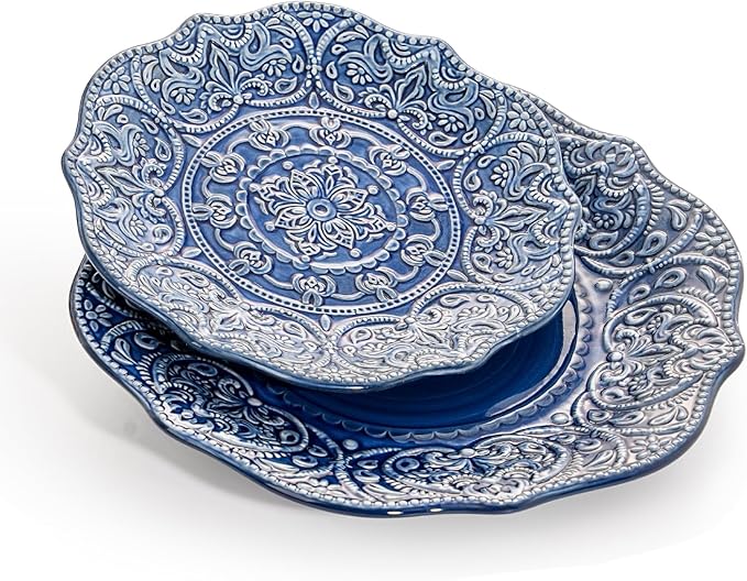 Amazon.com | Sungmor Embossed Stoneware Fine Dining Dinnerware, Antique ...