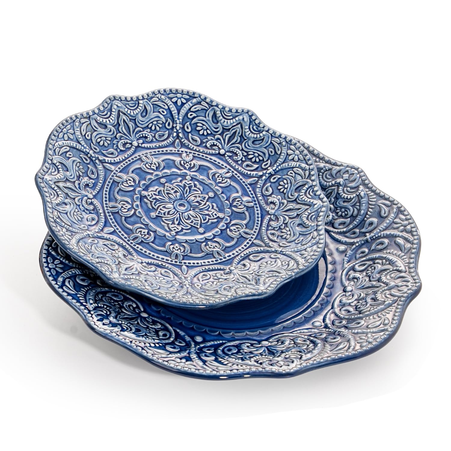 Amazon.com | Sungmor Embossed Stoneware Fine Dining Dinnerware, Antique ...