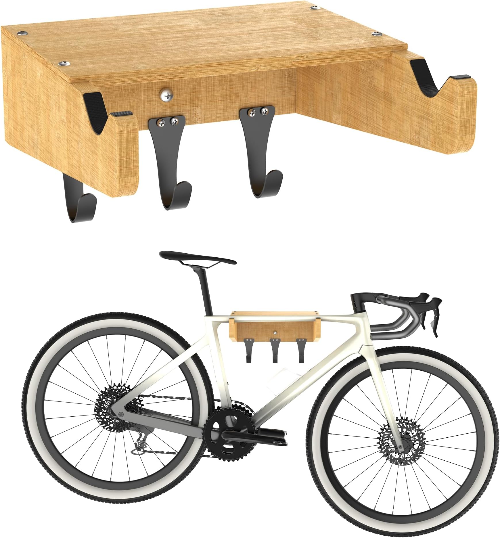 Amazon.com: HIGHERHUMAN Solid wood wall mount bicycle storage rack wall ...