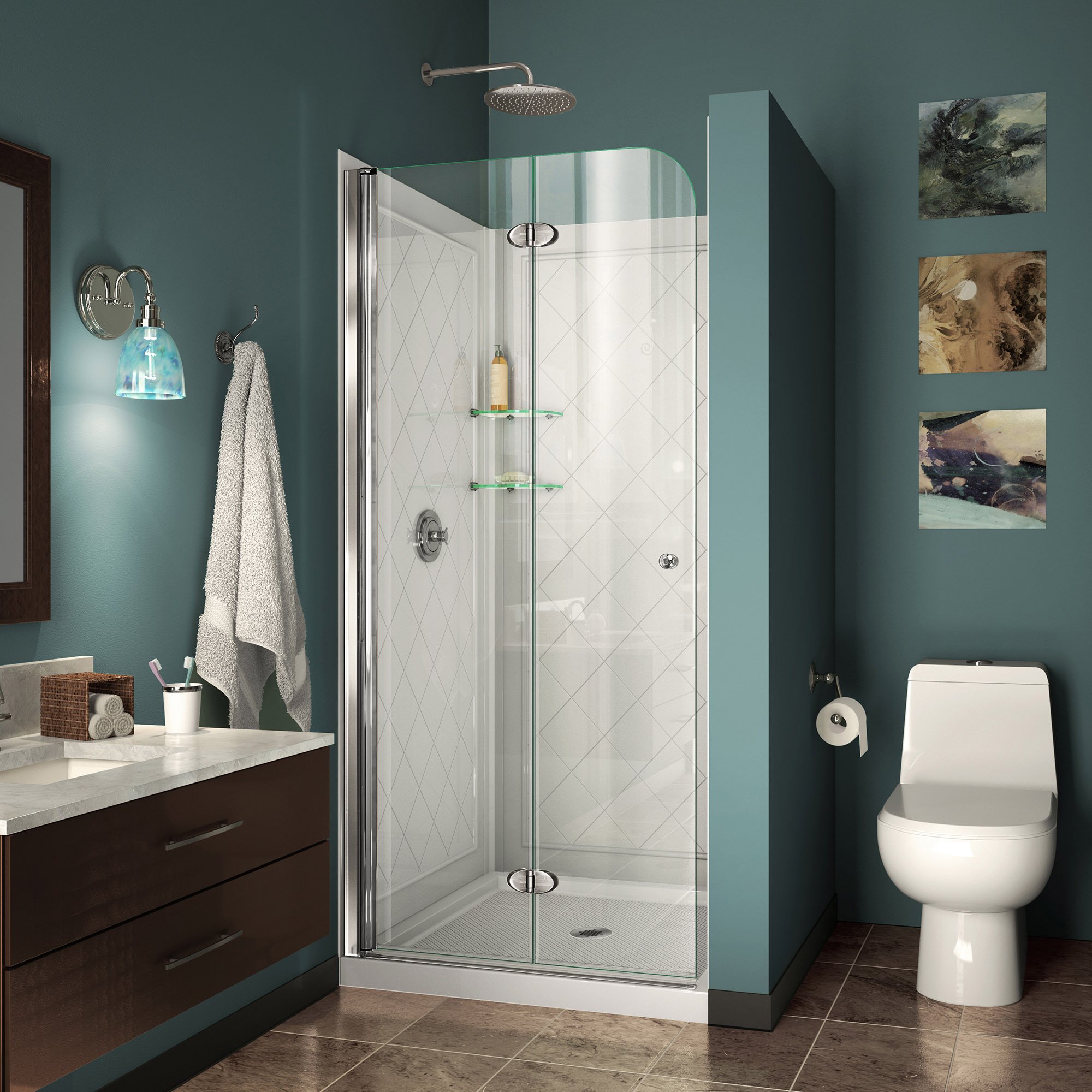 Buy DreamLine Aqua Fold 32 in. D x 32 in. W x 76 3/4 in. H Frameless Bi ...