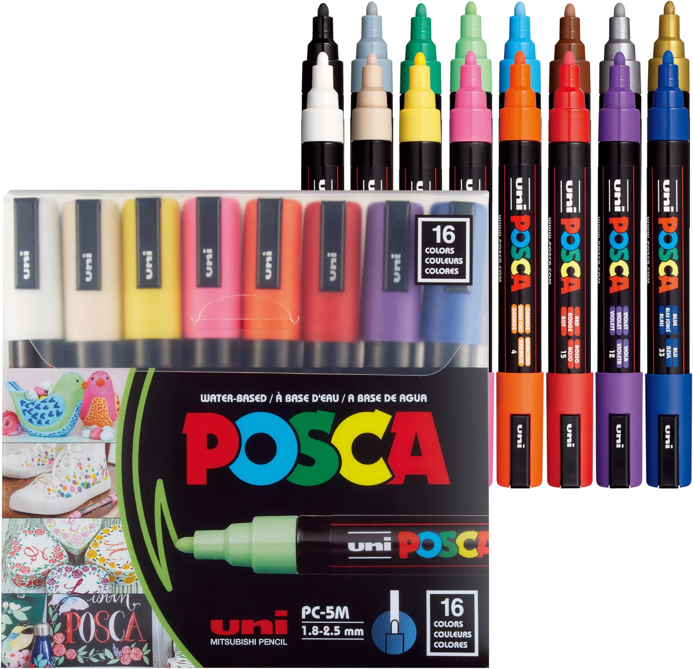 Amazon.com: posca Markers Bundle, 24 Medium Paint Markers 5M - 8 Dark Tones + 8 Warm Tones + 8 ...