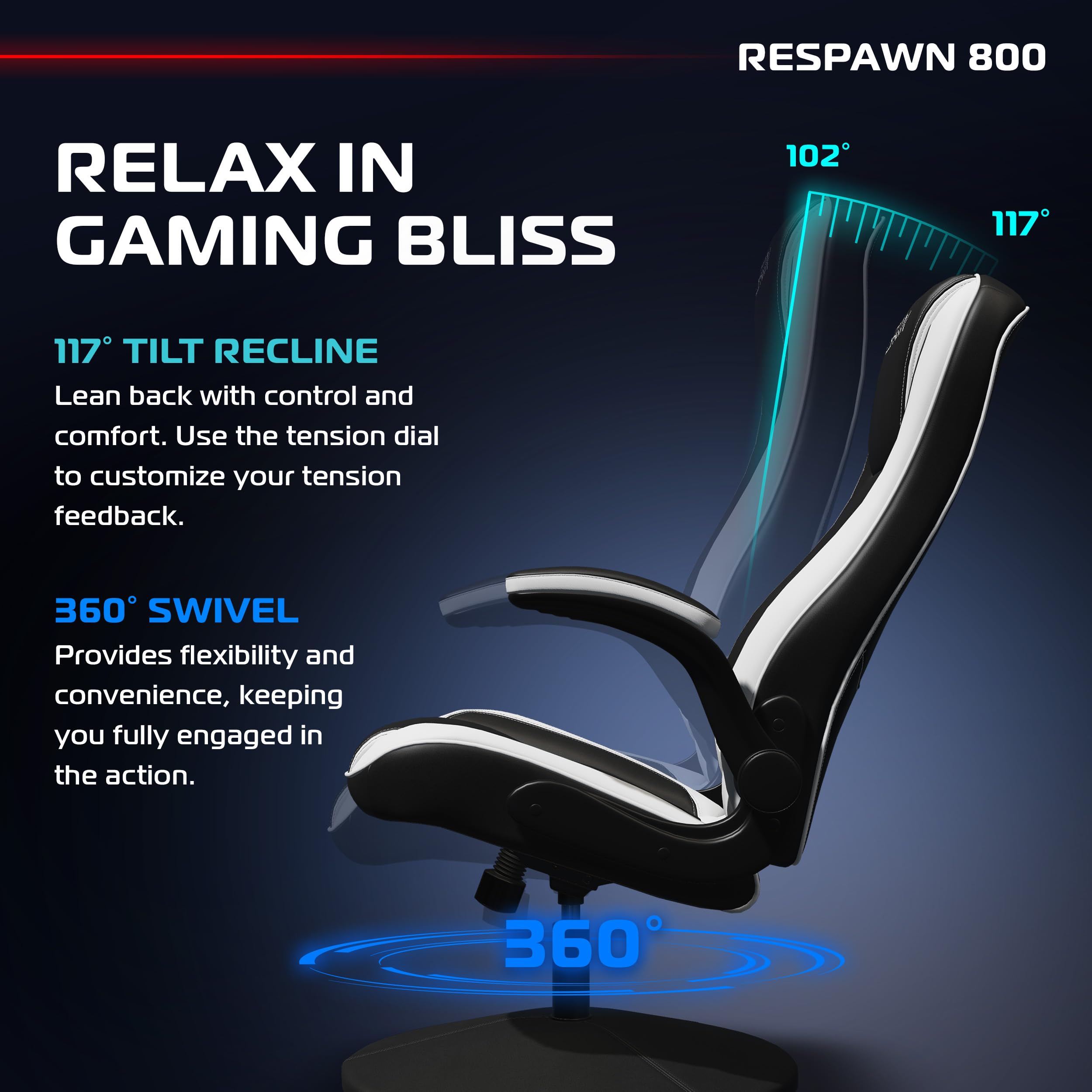 Snapklik.com : Respawn 800 Swivel Rocker Gaming Chair - Ergonomic Floor ...
