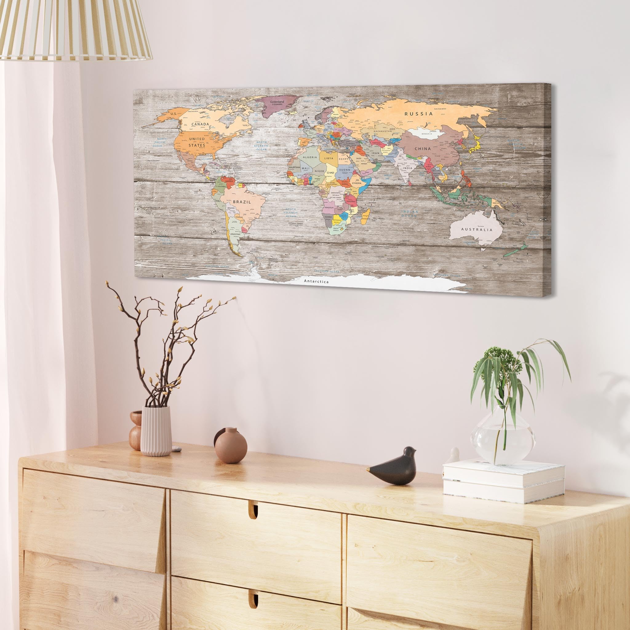 Large World Map Canvas MAP OF THE WORLD LARGE WALL MAP POSTER DECOR