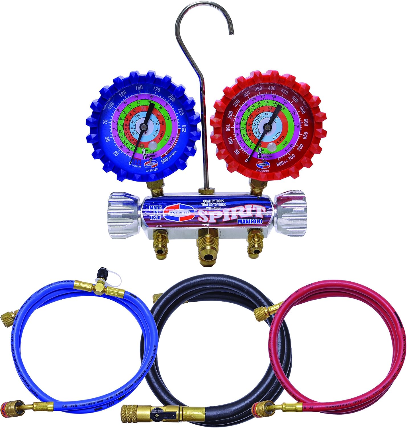 Uniweld USFM5EZ 2 Valve Spirit Manifold with 5 Ft. Fast-Flo Hose Set ...