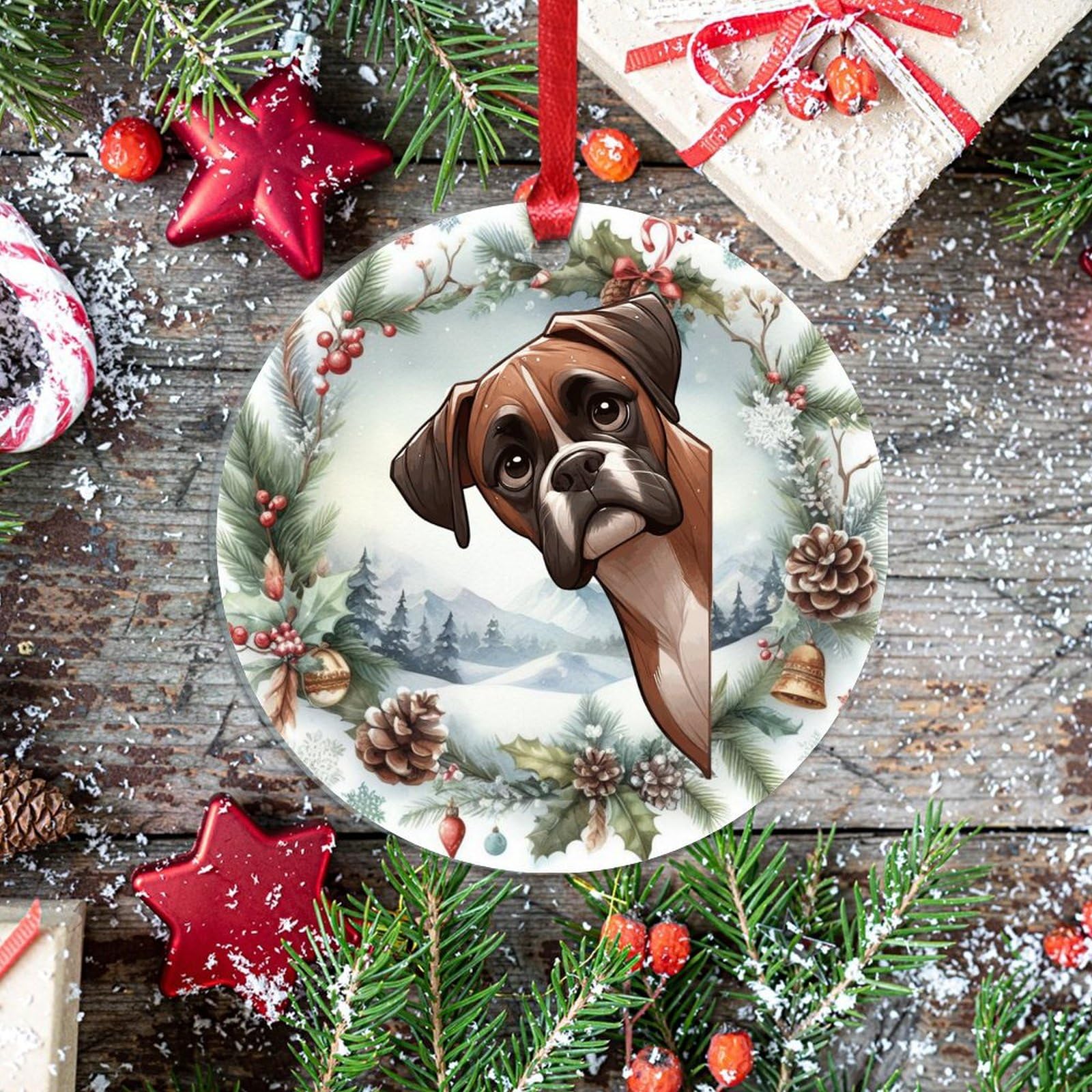 Boxer Dog Christmas Ornaments Deck The Paws: Adorable Boxer Christmas