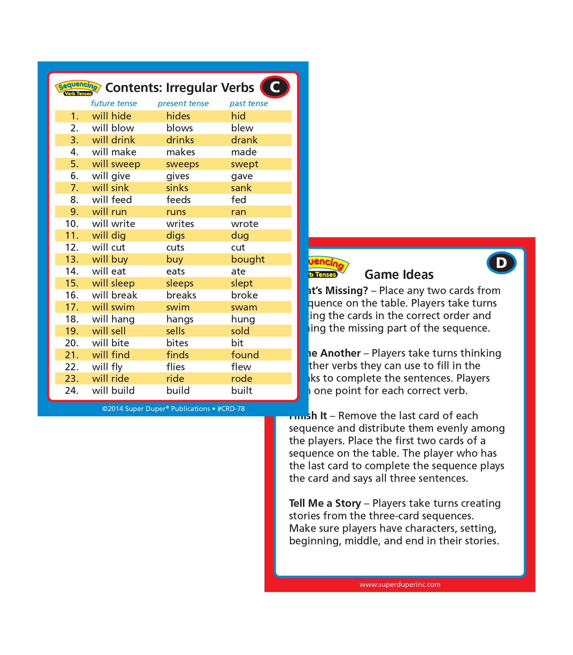 Irregular Verb List For Kids