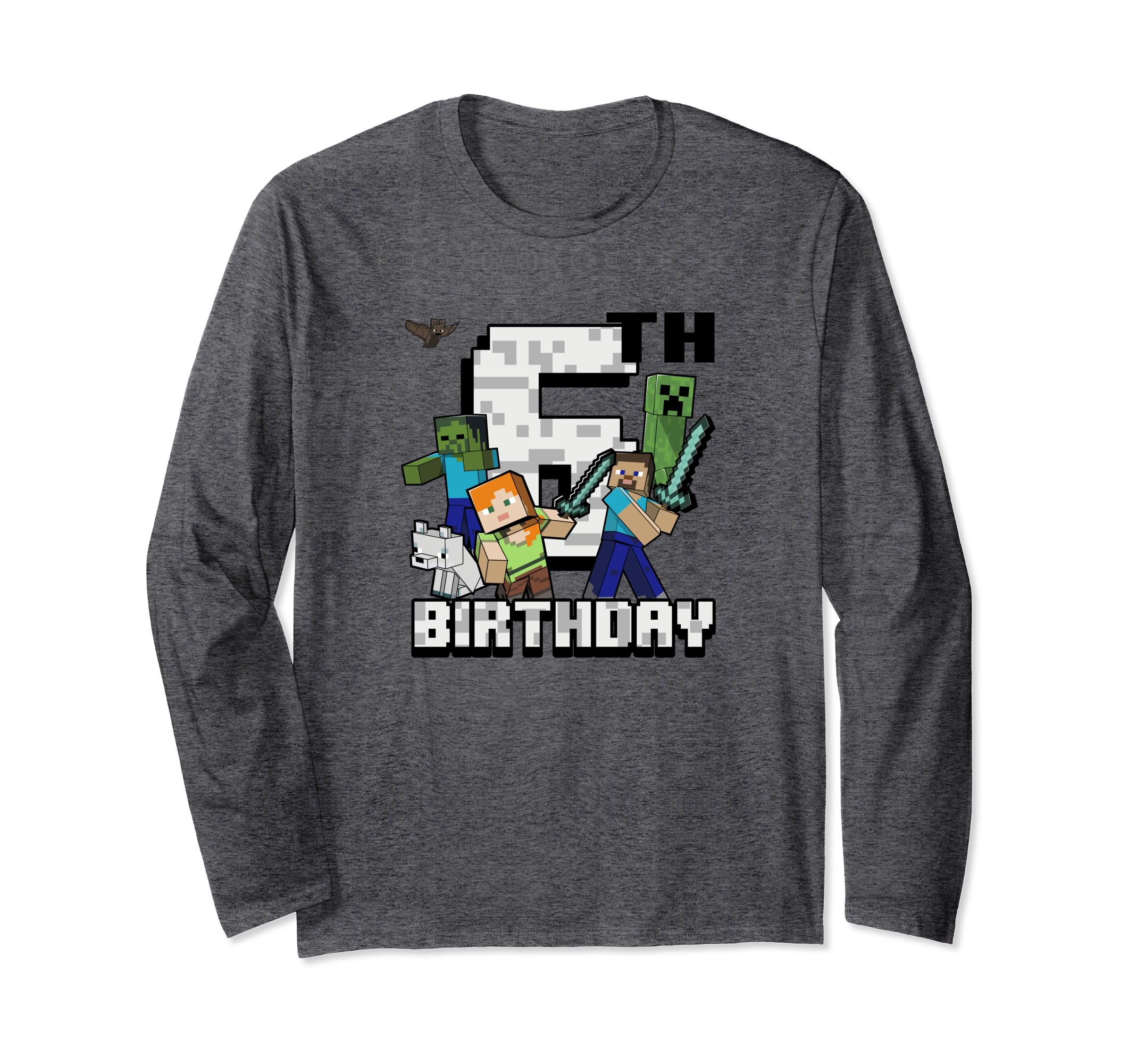 Amazon.com: Minecraft Group Shot Happy 6th Birthday Long Sleeve T-Shirt ...