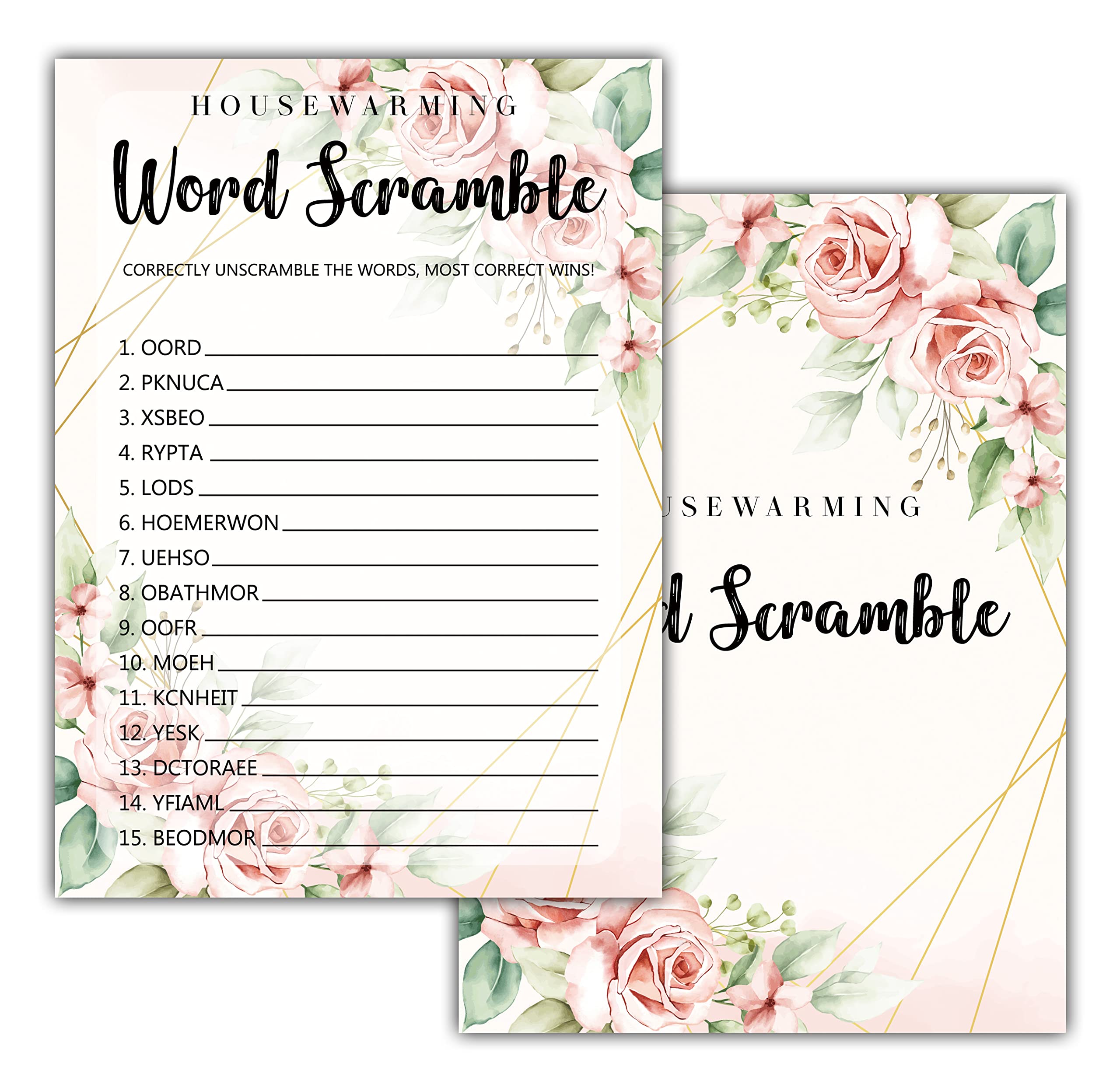 Housewarming Party Games, Word Scramble, Pink Floral New Home, New ...