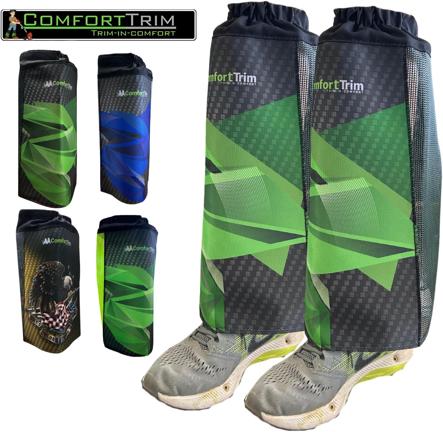 Amazon.com: ComfortTrim Green Carbon Fiber Print Leg Guards - Ultimate ...