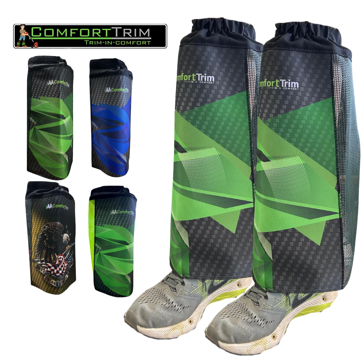 Amazon.com: ComfortTrim Green Carbon Fiber Print Leg Guards - Ultimate ...