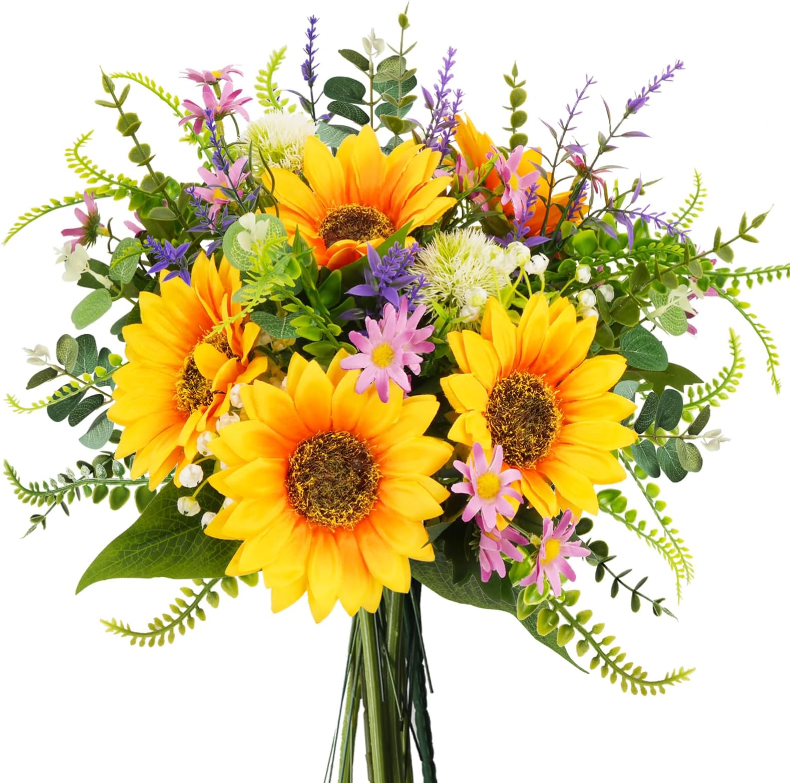 Amazon.com: Lovmeety 2Pcs Artificial Sunflower Bouquet, Silk Sunflower ...