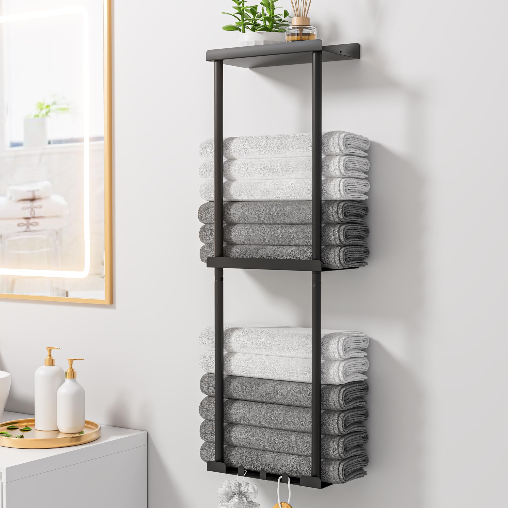 Amazon.com: Vowupt Bathroom Towel Storage Rack, 3 Tier Towel Racks for ...