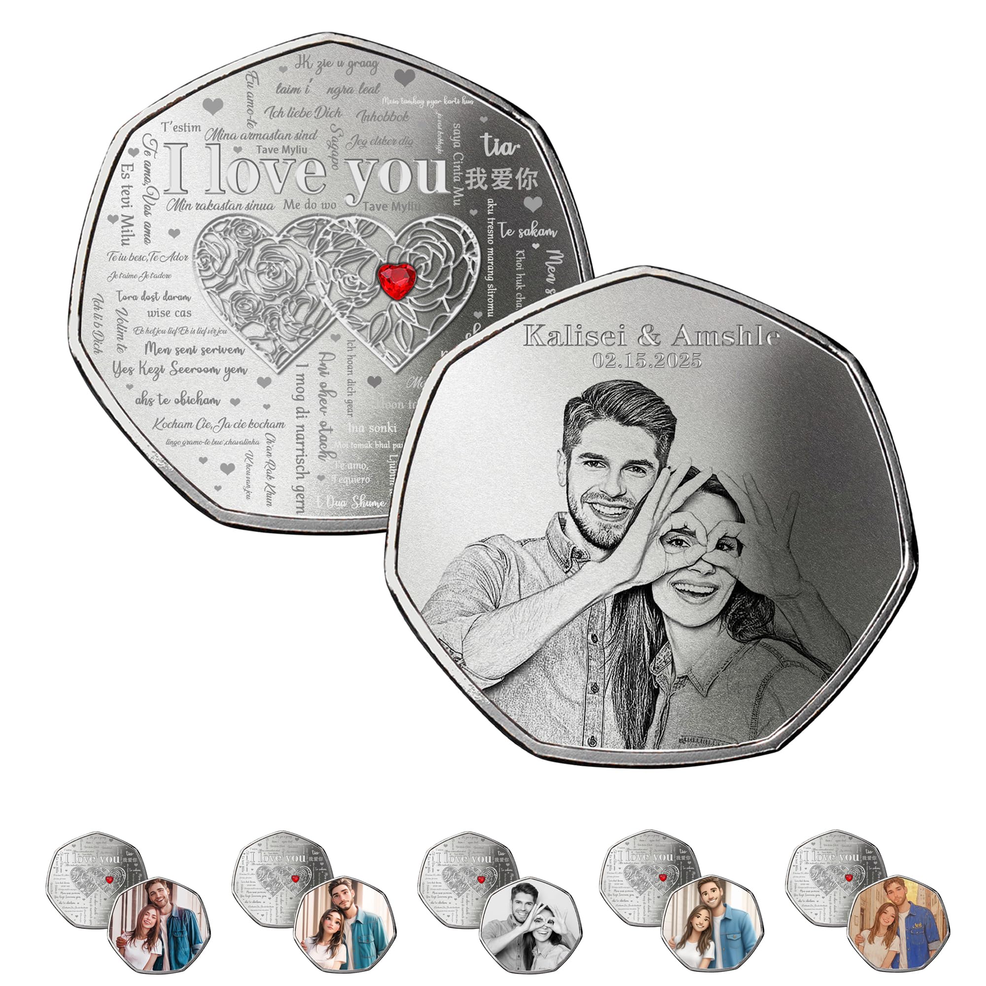 Amazon.com: Personalized Couple Photo Coins Custom 100 Different ...