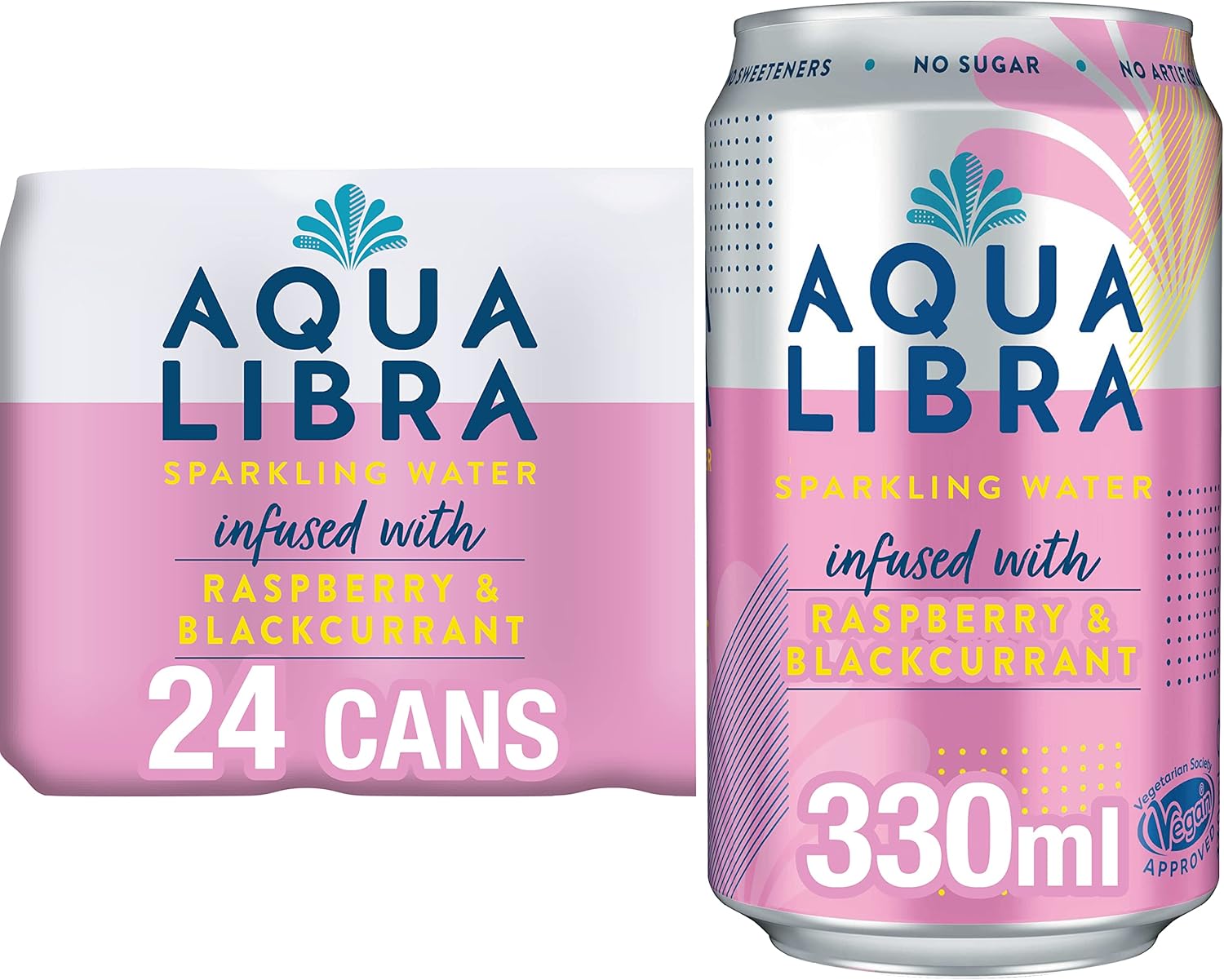 AQUA Libra Sparkling Sugar-Free Fruit Water, No Calories, Raspberry and Blackcurrant, 330 ml ...