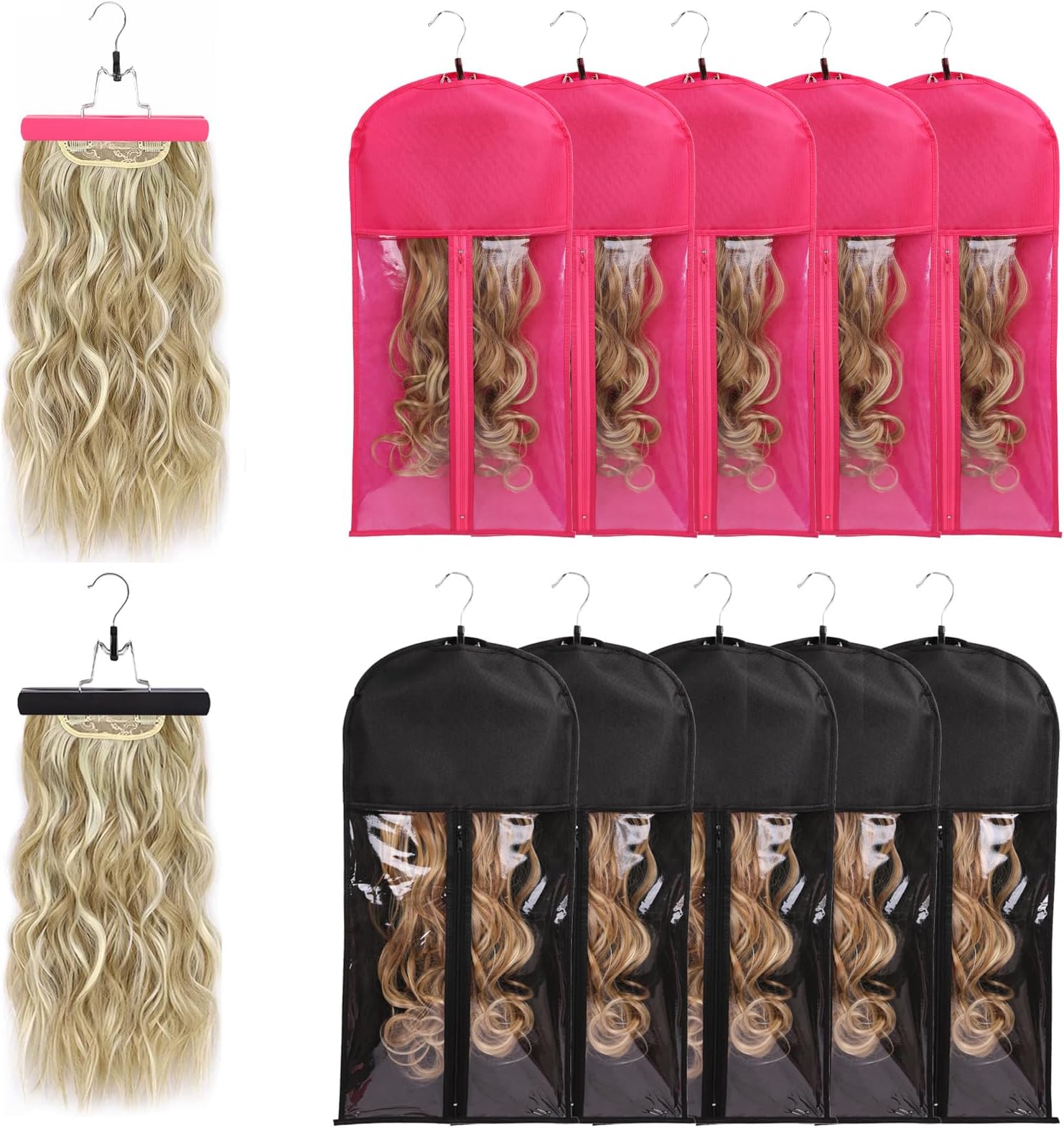 Amazon.com: 8pcs black Wig Storage Bag, Hair Extension Storage Wig ...