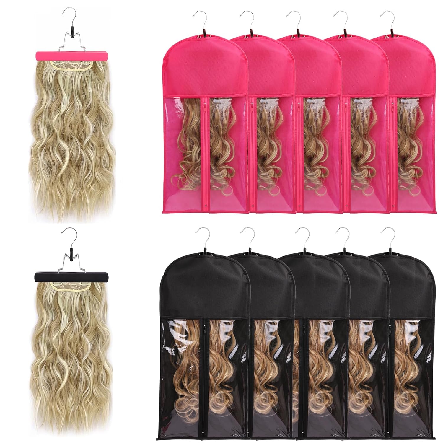 Amazon.com: 10 PCS Wig Bag - Multiple Wig Storage with Hanger & Anti ...
