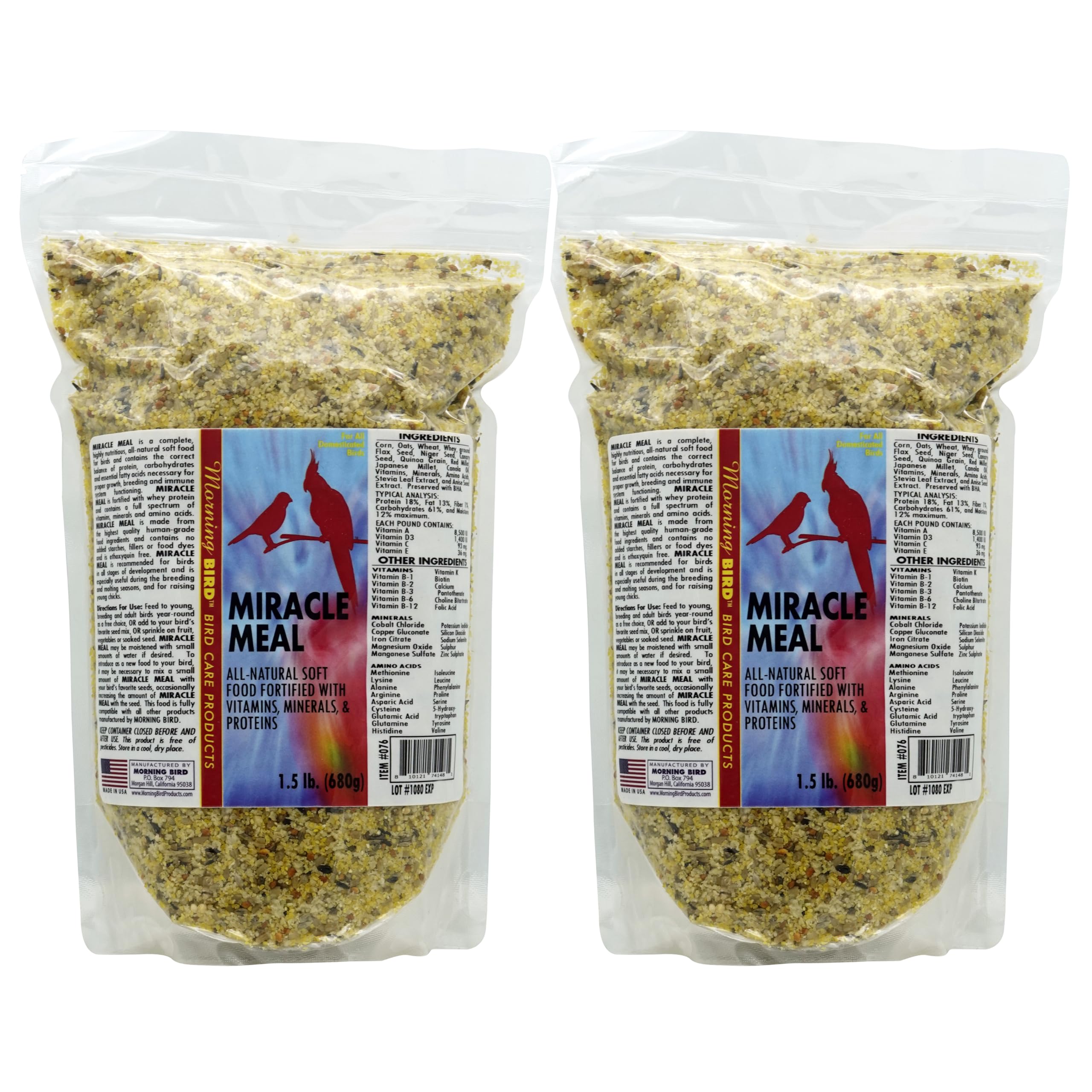 Amazon.com : Morning Bird Miracle Meal Soft Food for Birds, Protein ...