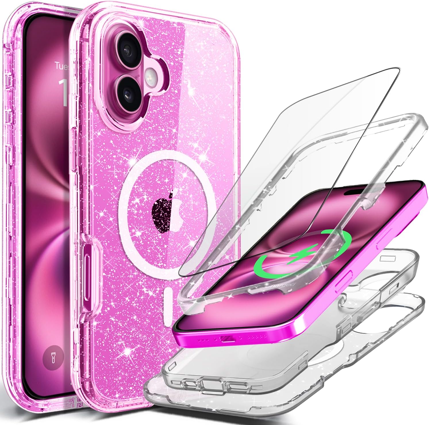 Amazon.com: JETech Glitter Case for iPhone 16 6.1-Inch, Bling Sparkle ...