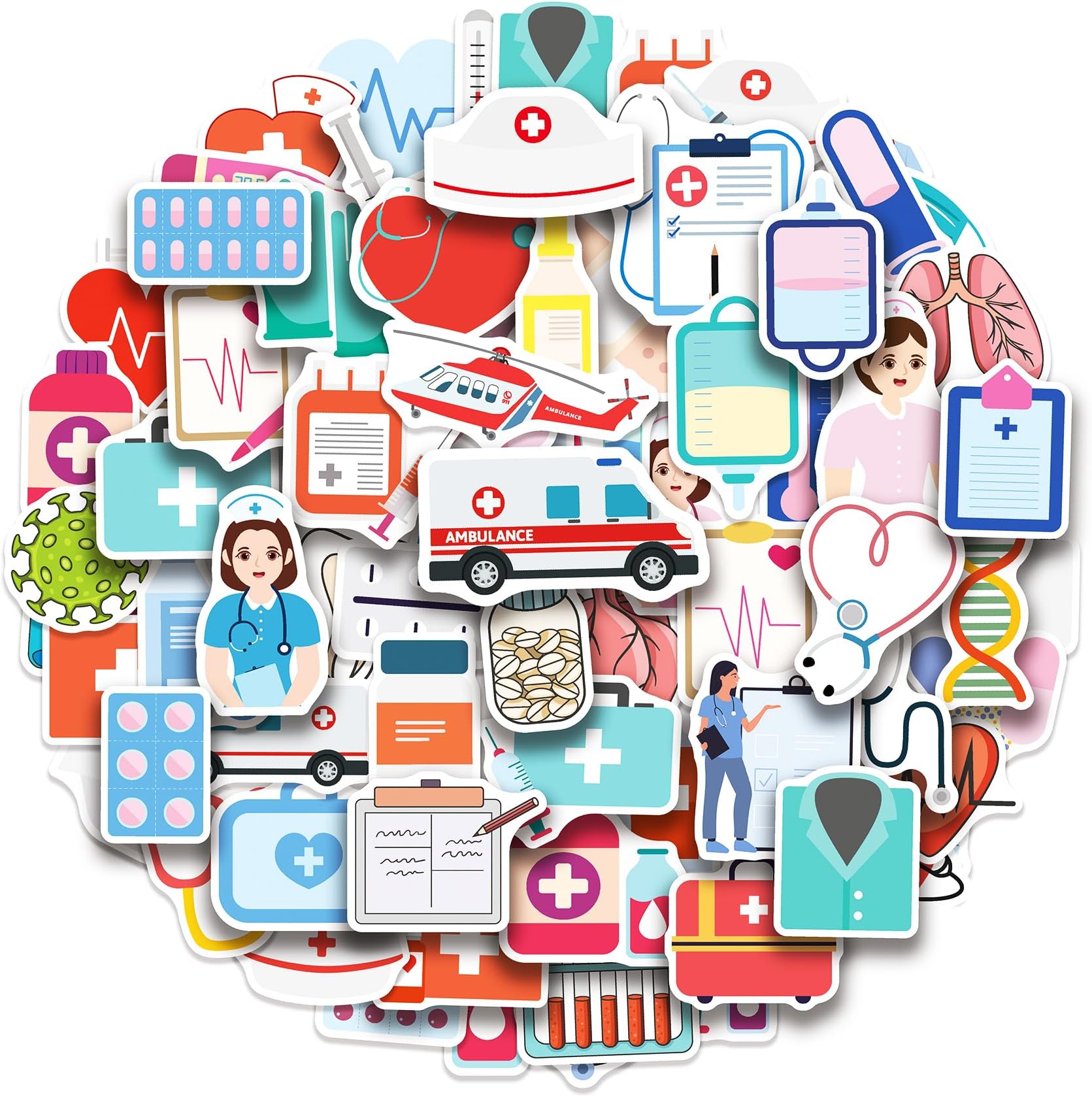 Amazon.com: 100 Pack Nurse Stickers, Medical Healthcare Doctor Party ...