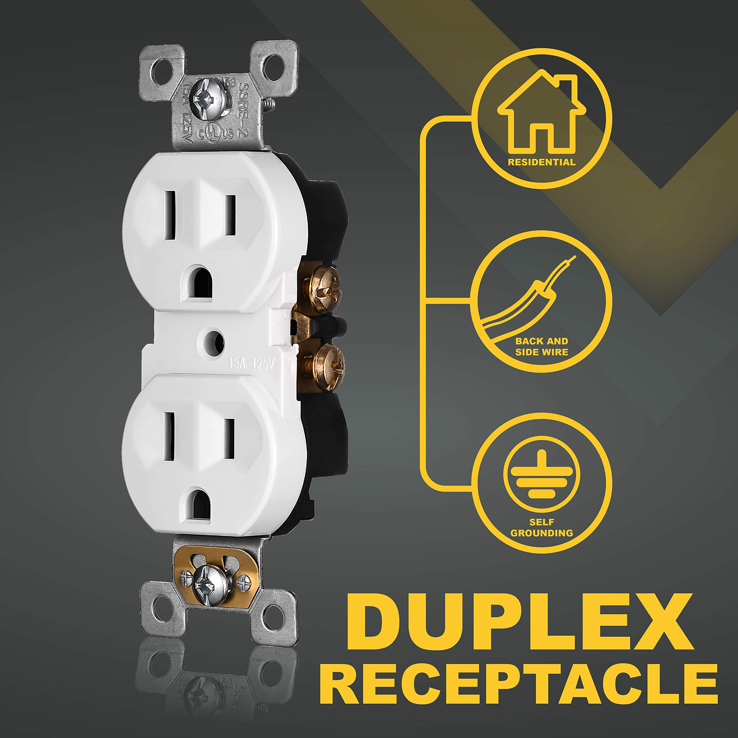Snapklik.com : 10-Pack Duplex Receptacle Outlet, Non-Tamper-Resistant 3 ...