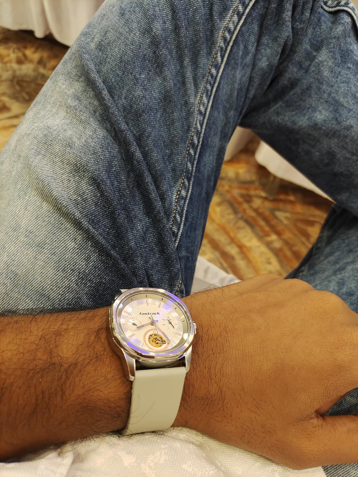 Fastrack Mens Exuberant Quartz Analog White Dial Leather Strap Watch ...