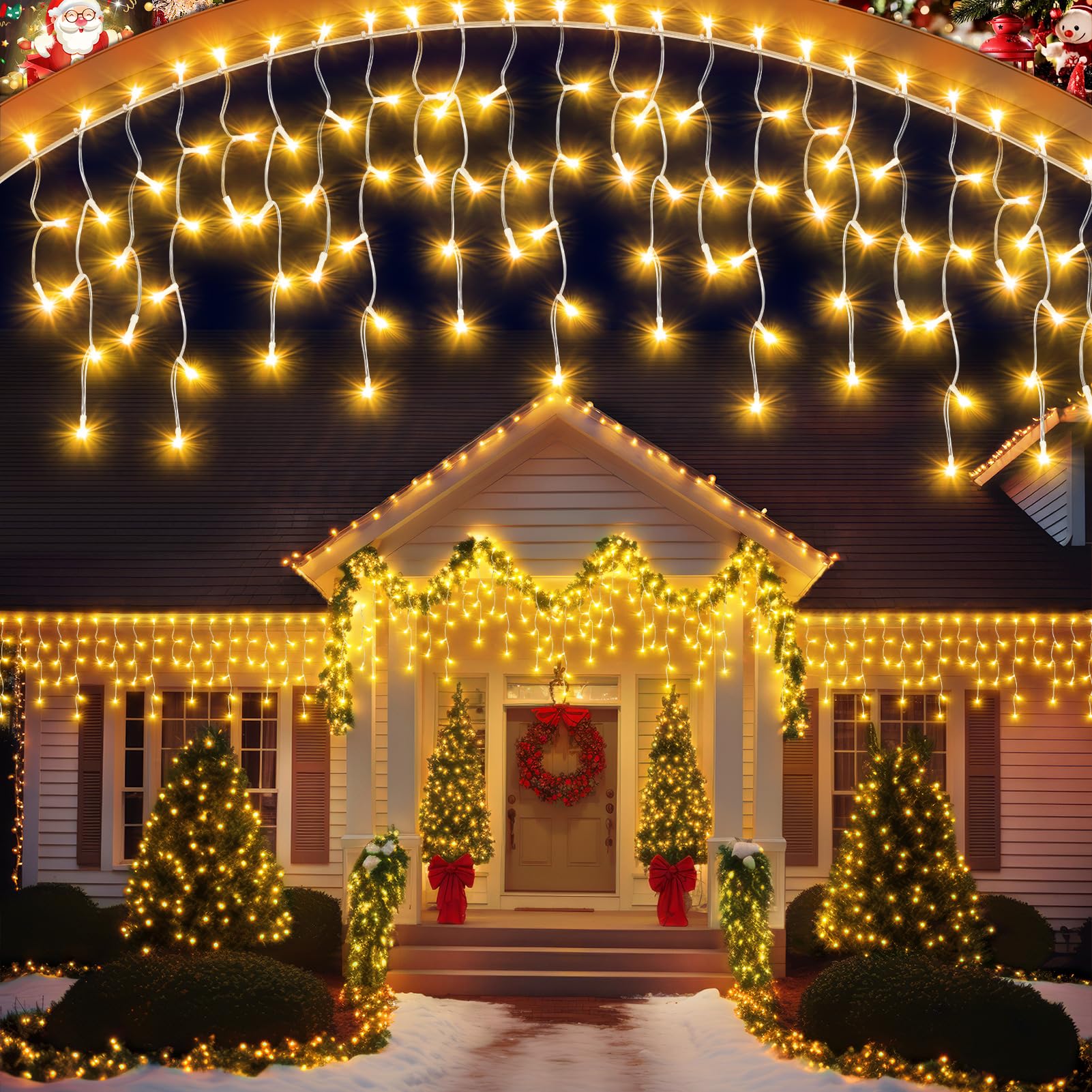 2 Pack 53FT 486 LED Christmas Lights Outdoor, Plug in Waterproof ...