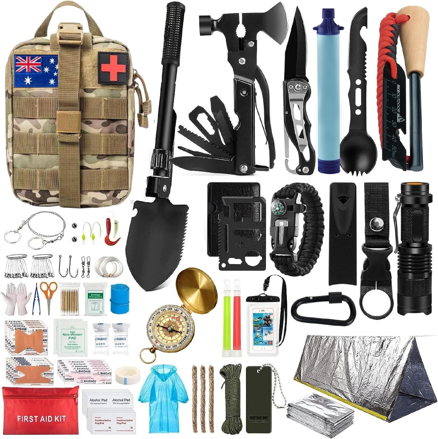 TKO Outdoor Professional Survival Kit - 20 in 1 Tactical Gear for ...
