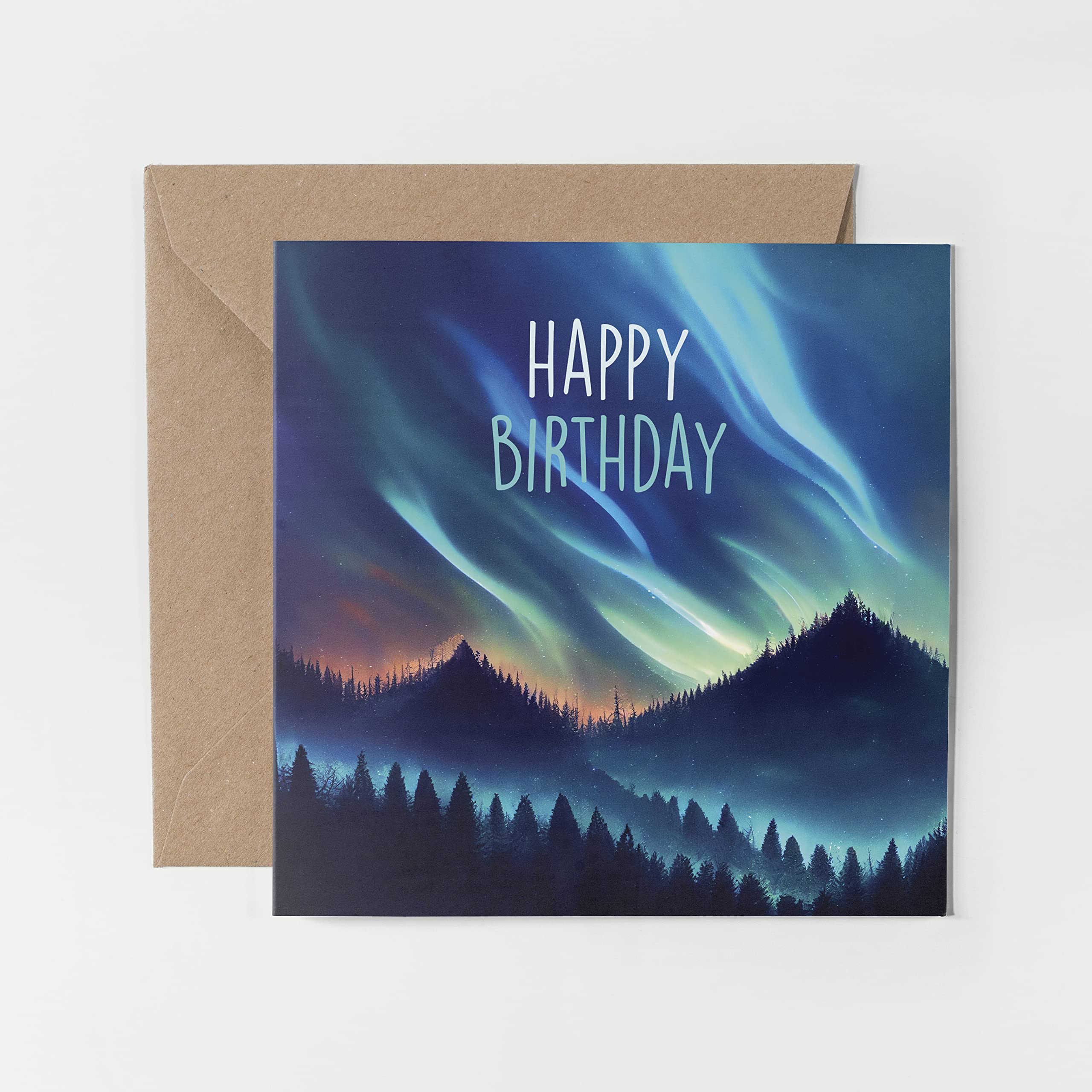 Northern Lights Birthday Card 1 X Greeting Card (Photo Insert)